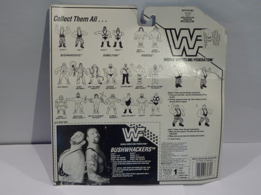 Bushwhackers Butch and Luke Tag Team WWF Hasbro 1990 MOC 2 Figure ...