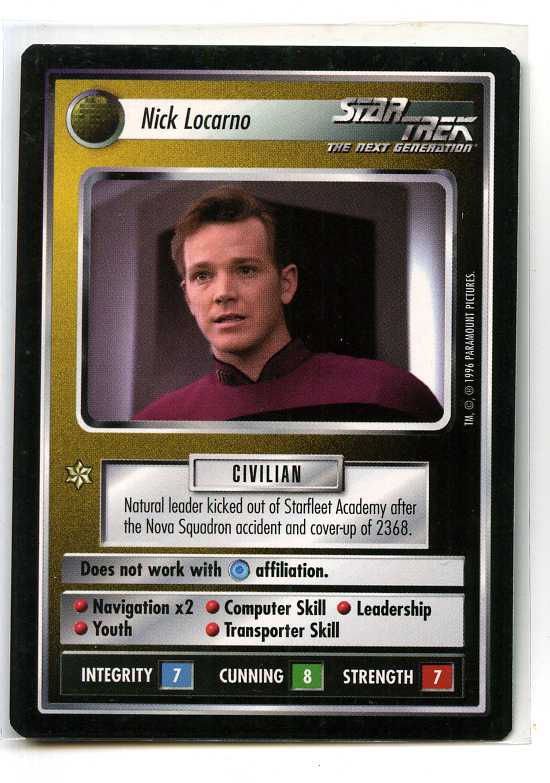 Star Trek CCG Q-Continuum - Paramount 1996 - Nick Locarno - Personnel ...
